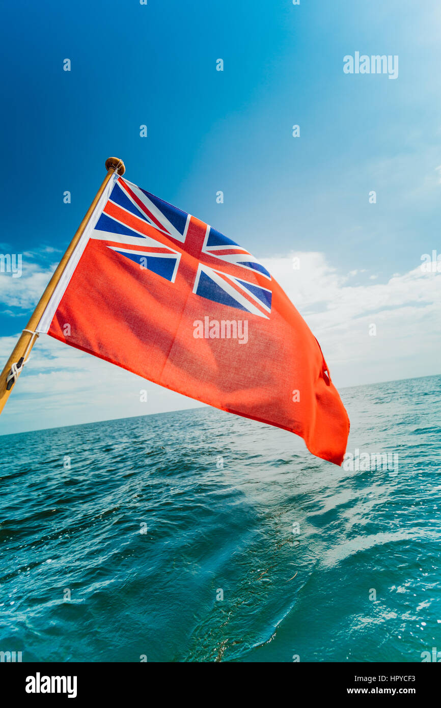 The uk red ensign the british maritime flag flown from yacht sail boat ...