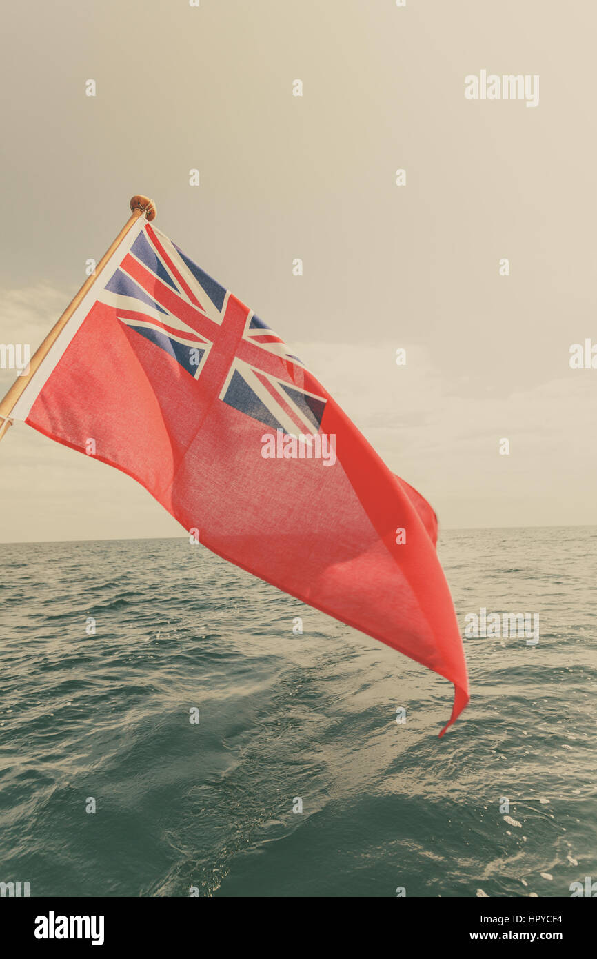 The uk red ensign the british maritime flag flown from yacht sail boat ...