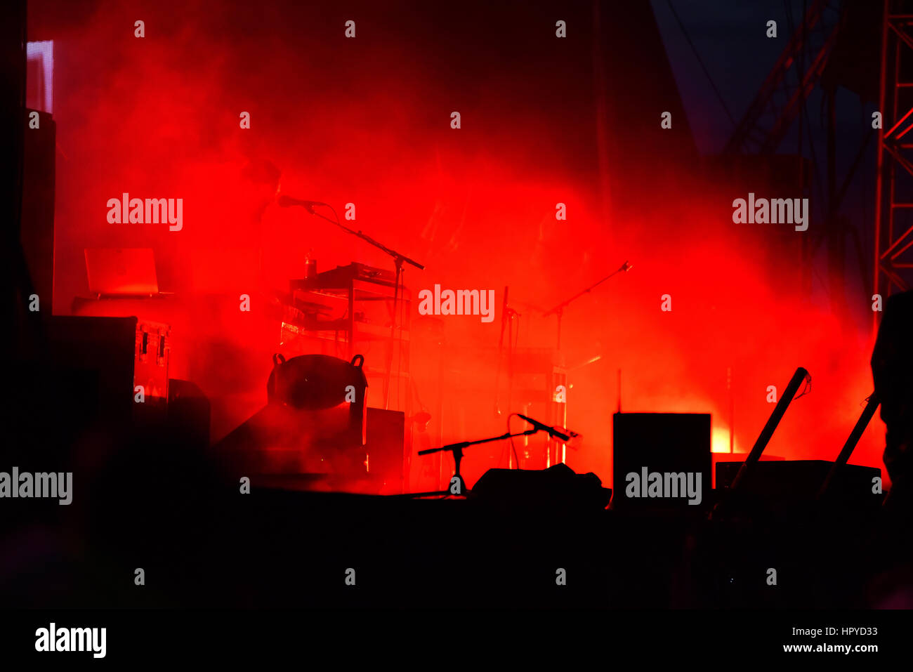 Stage vocal microphone in lights hi-res stock photography and images ...