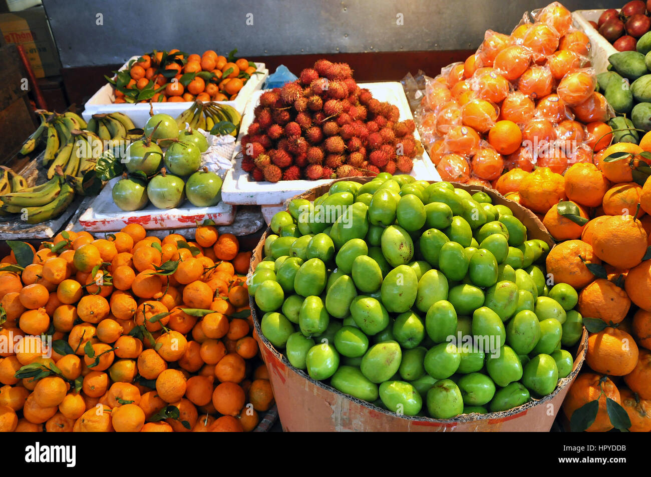 SAPA, VIETNAM - FEBRUARY 22, 2013: Exotic fresh fruits and vegetables ...