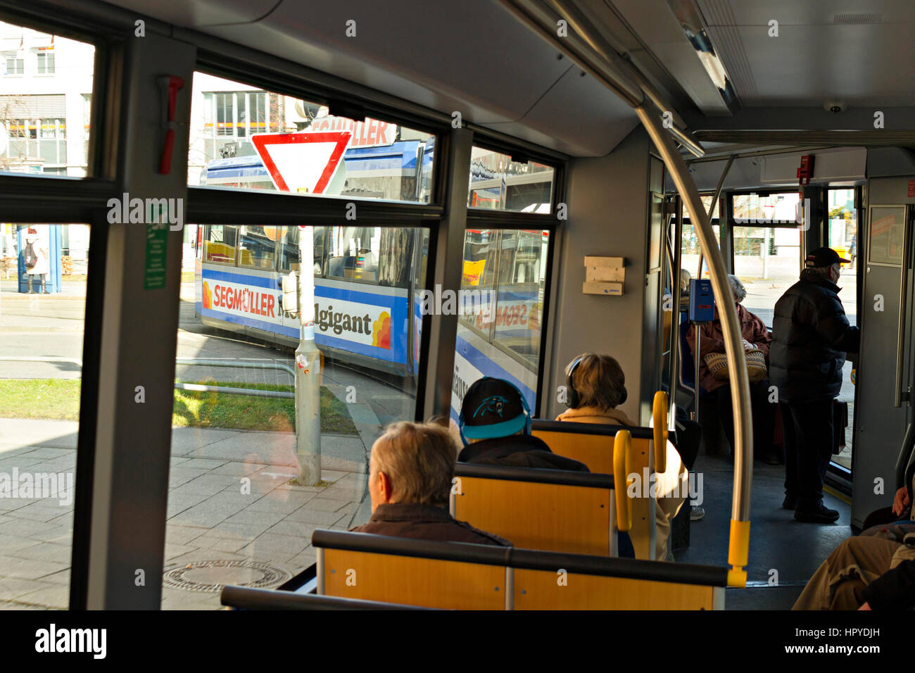 Inside a tram hi-res stock photography and images - Alamy