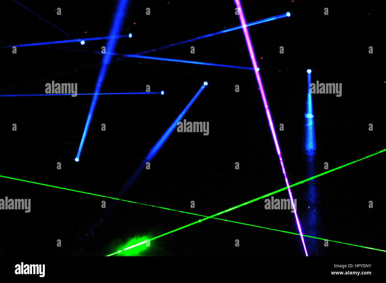 Disco light show, stage lights with laser Stock Photo - Alamy