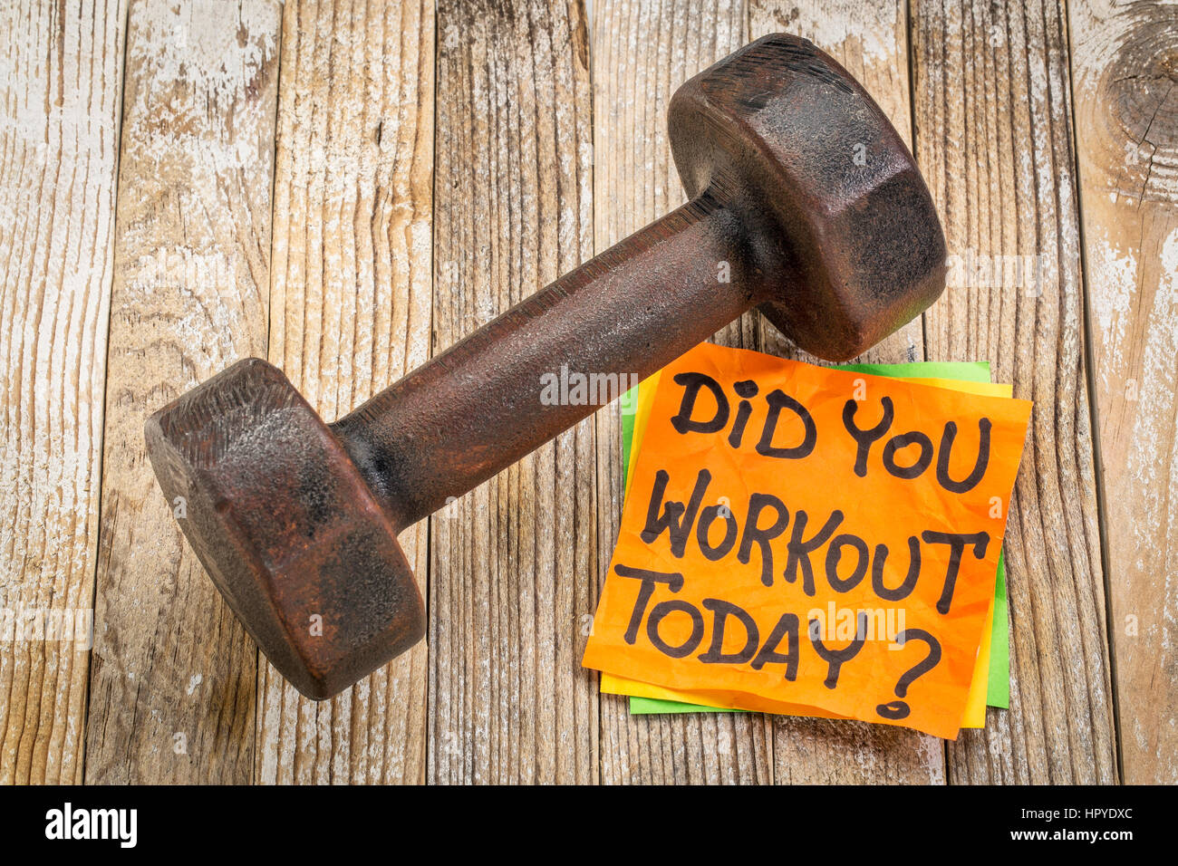 Did you workout today question and reminder on a sticky note with an ...
