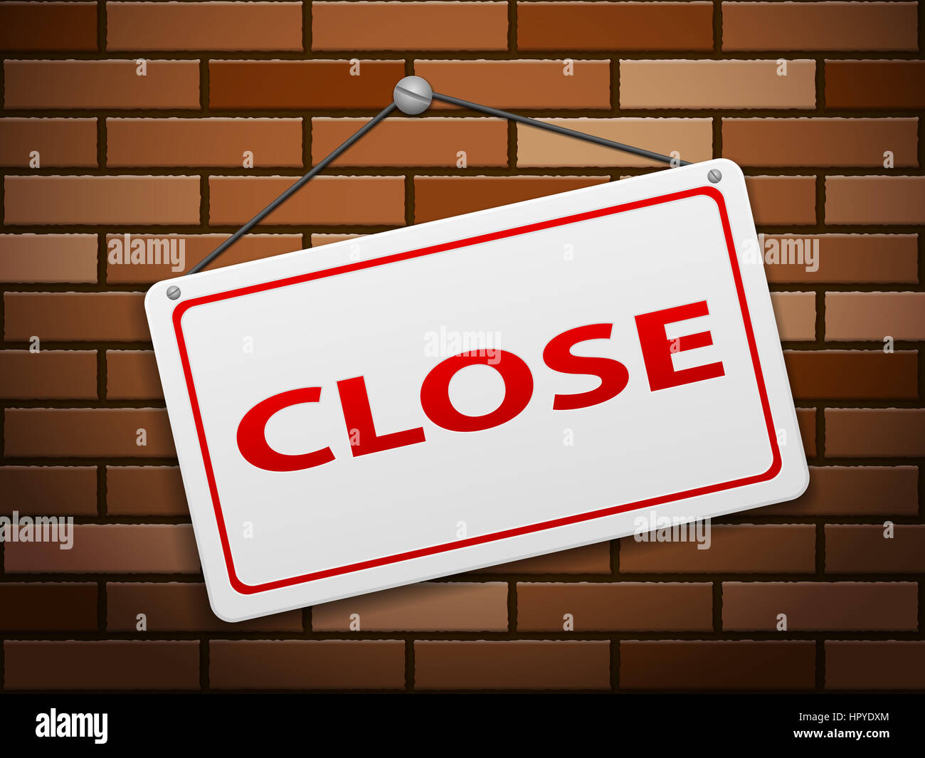Close sign board on brick background Stock Photo - Alamy