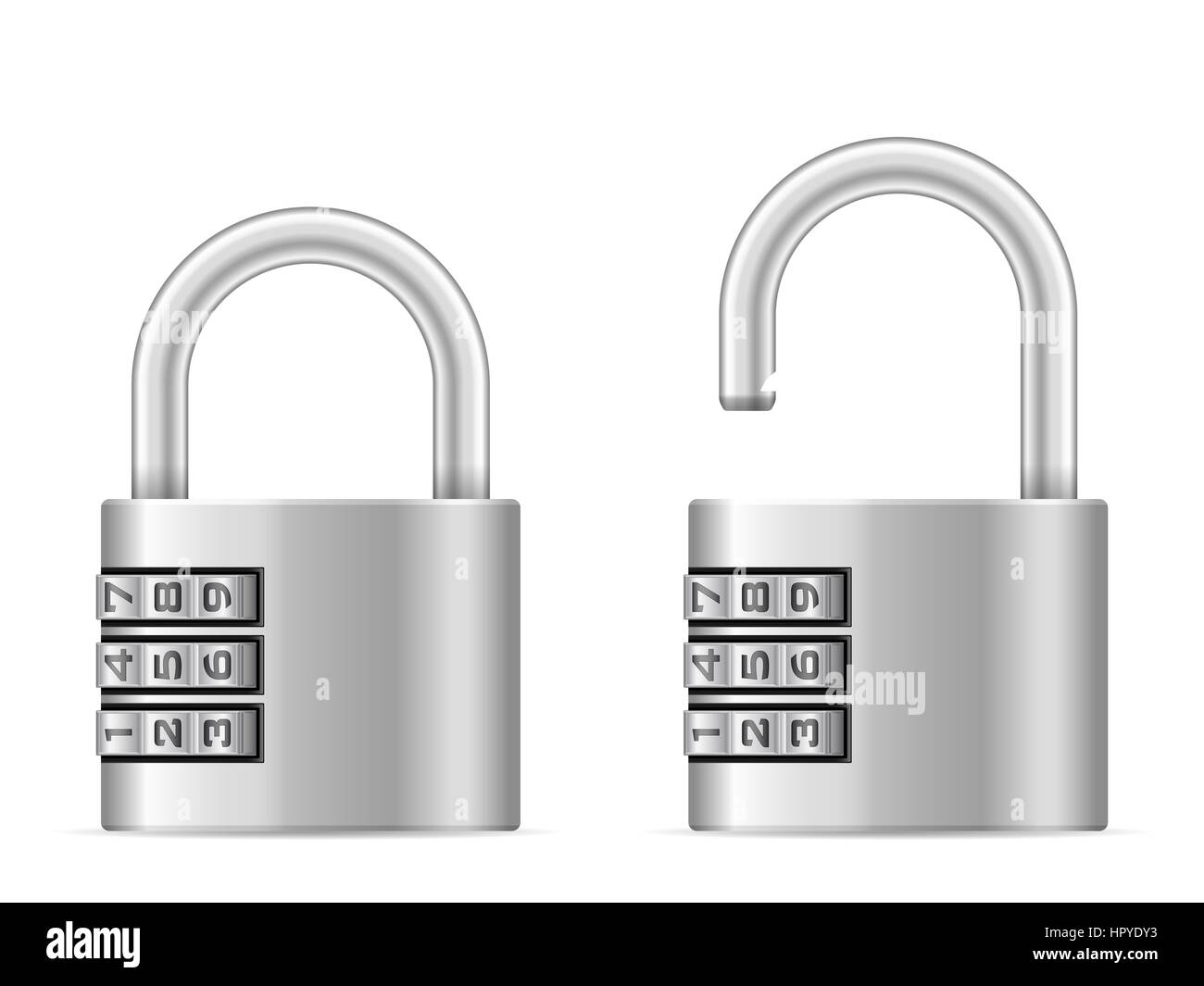 Padlock set on a white background Stock Photo - Alamy