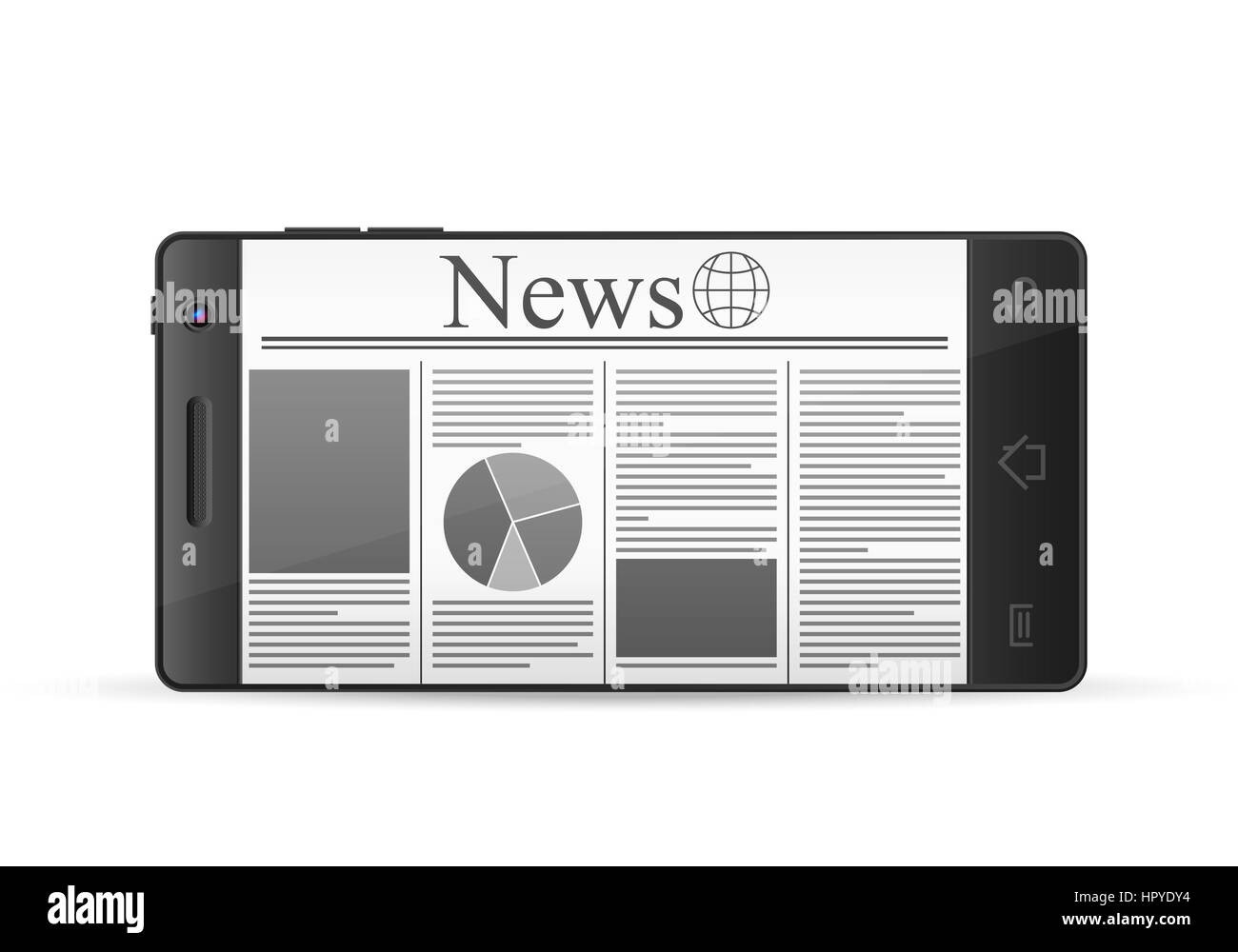 Phone with newspaper on a white background Stock Photo - Alamy