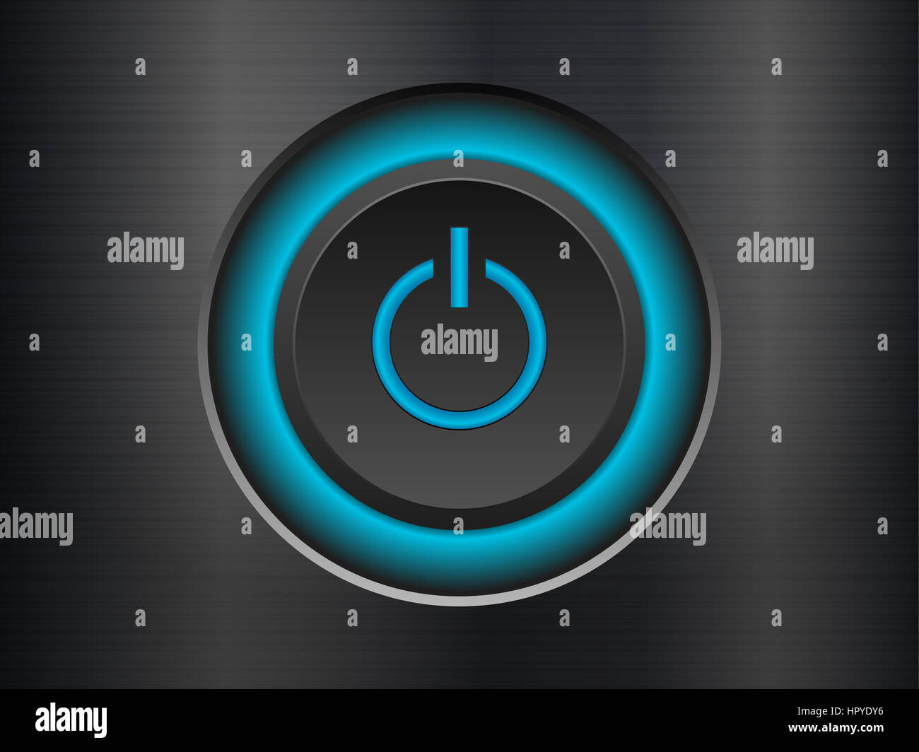 Power button knob on a metal background Stock Photo - Alamy