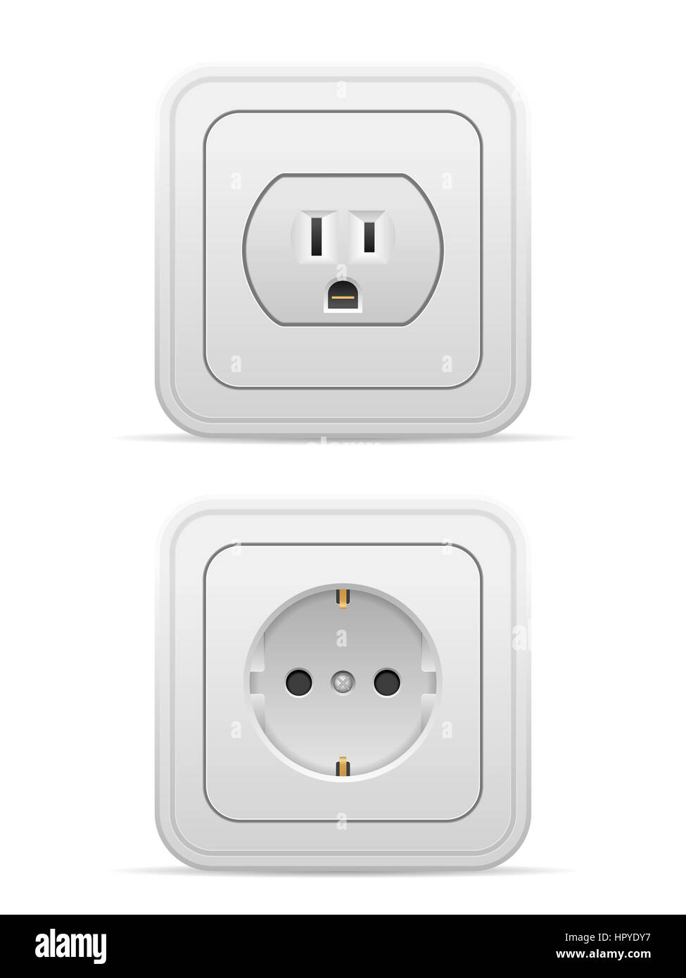 Power outlet set on a white background Stock Photo - Alamy