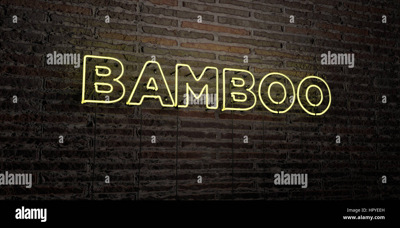 BAMBOO -Realistic Neon Sign on Brick Wall background - 3D rendered ...
