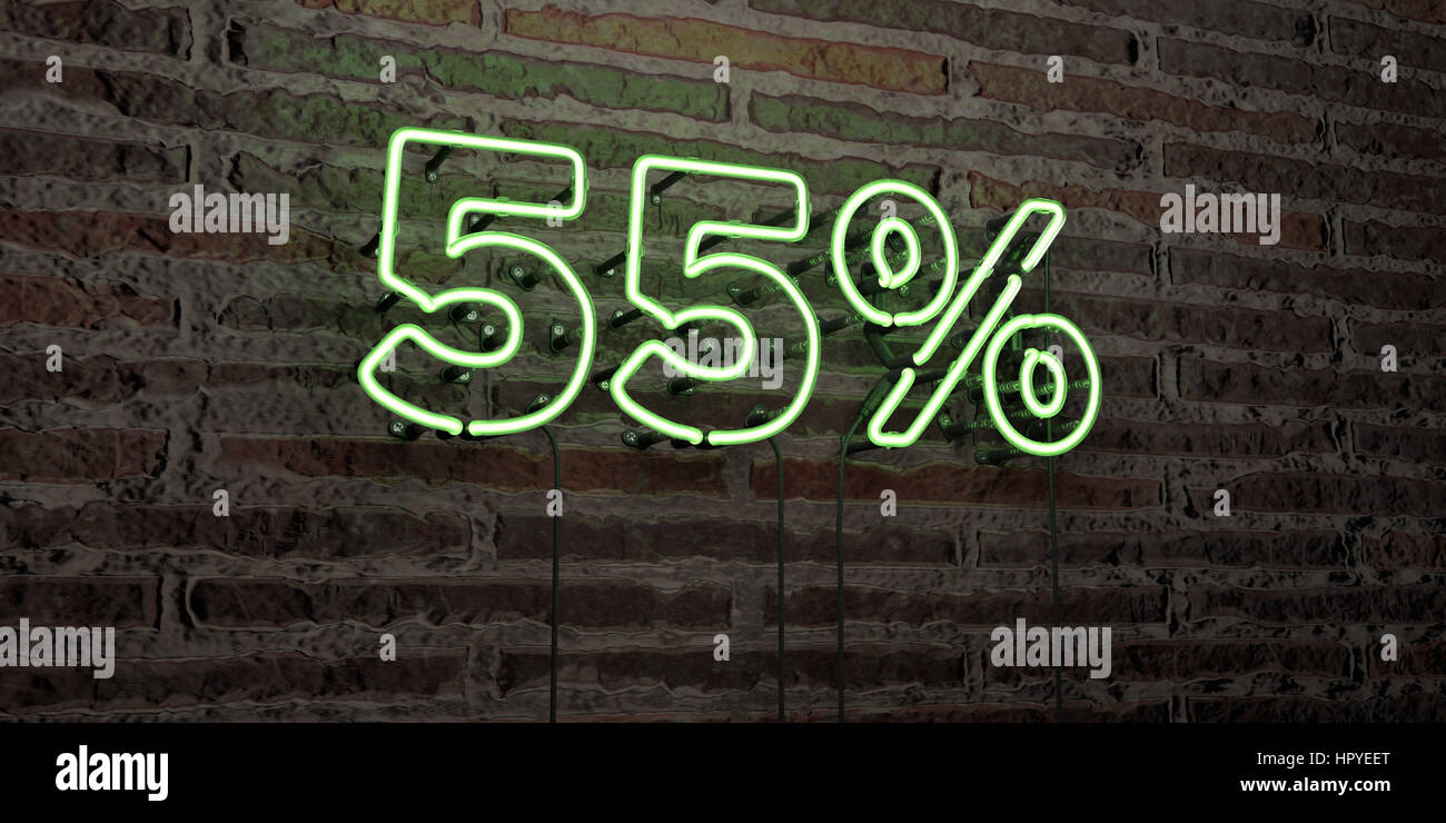 55% -Realistic Neon Sign on Brick Wall background - 3D rendered royalty ...