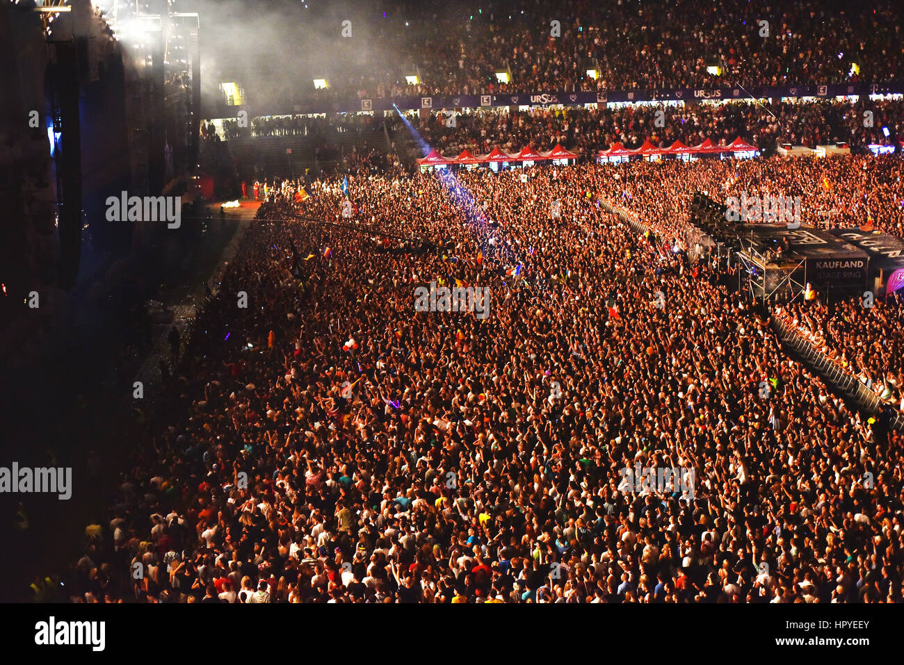 CLUJ-NAPOCA, ROMANIA - AUGUST 7, 2016: Large crowd of people, audience ...