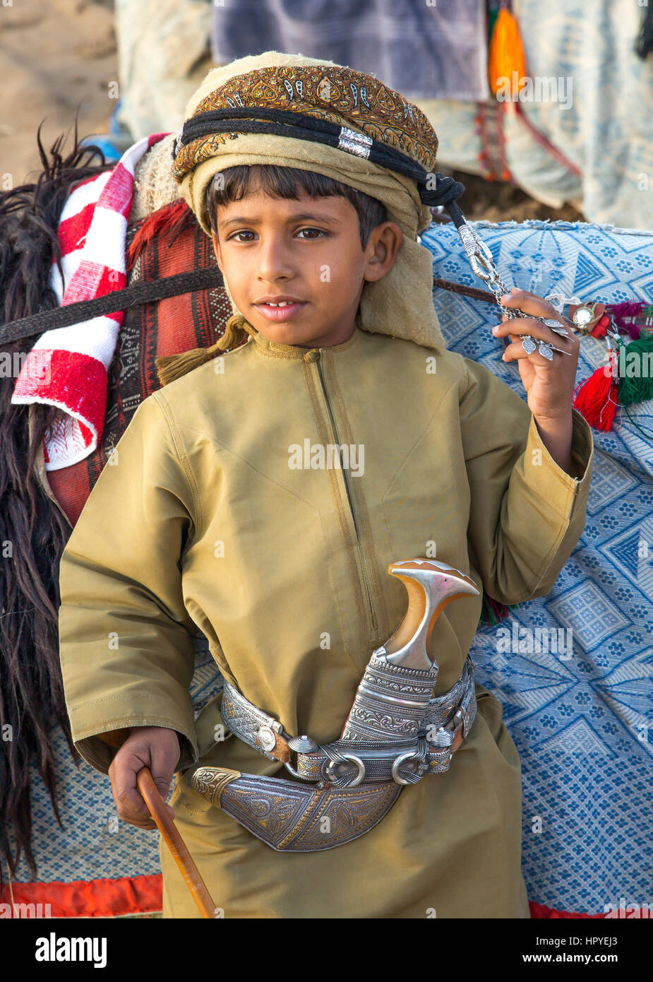 Muscat, Oman, February 4th, 2017: young omani boy in traditional ...