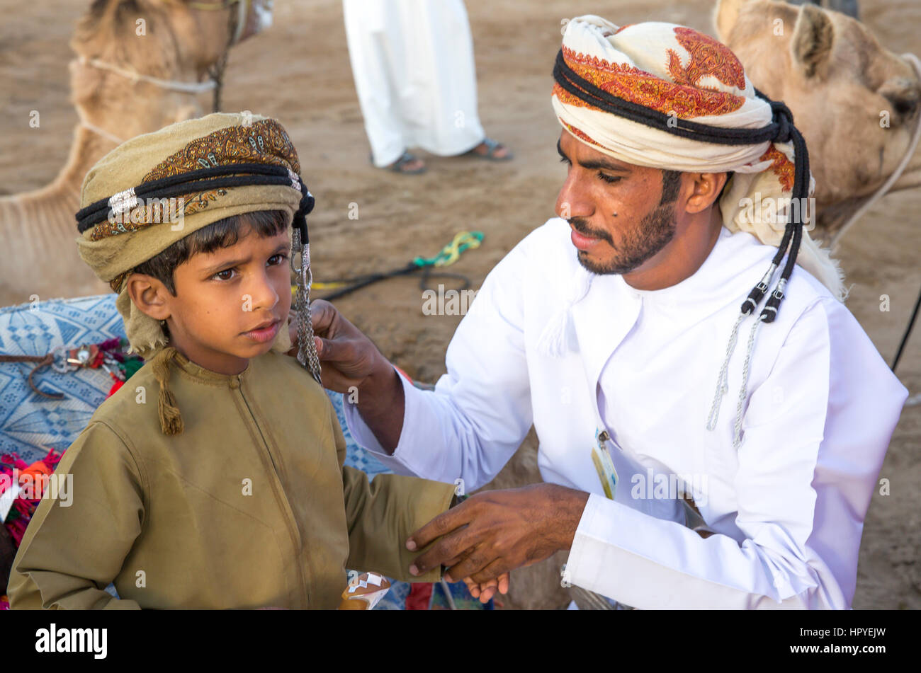 Muscat, Oman, February 4th, 2017: young omani boy in traditional ...