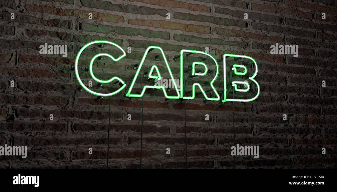CARB -Realistic Neon Sign on Brick Wall background - 3D rendered ...