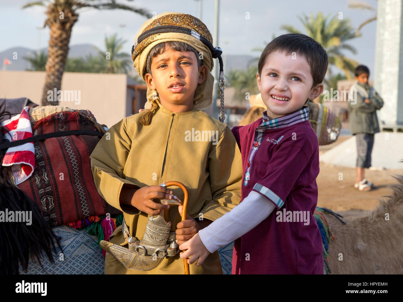 Muscat, Oman, February 4th, 2017: young omani boy in traditional ...