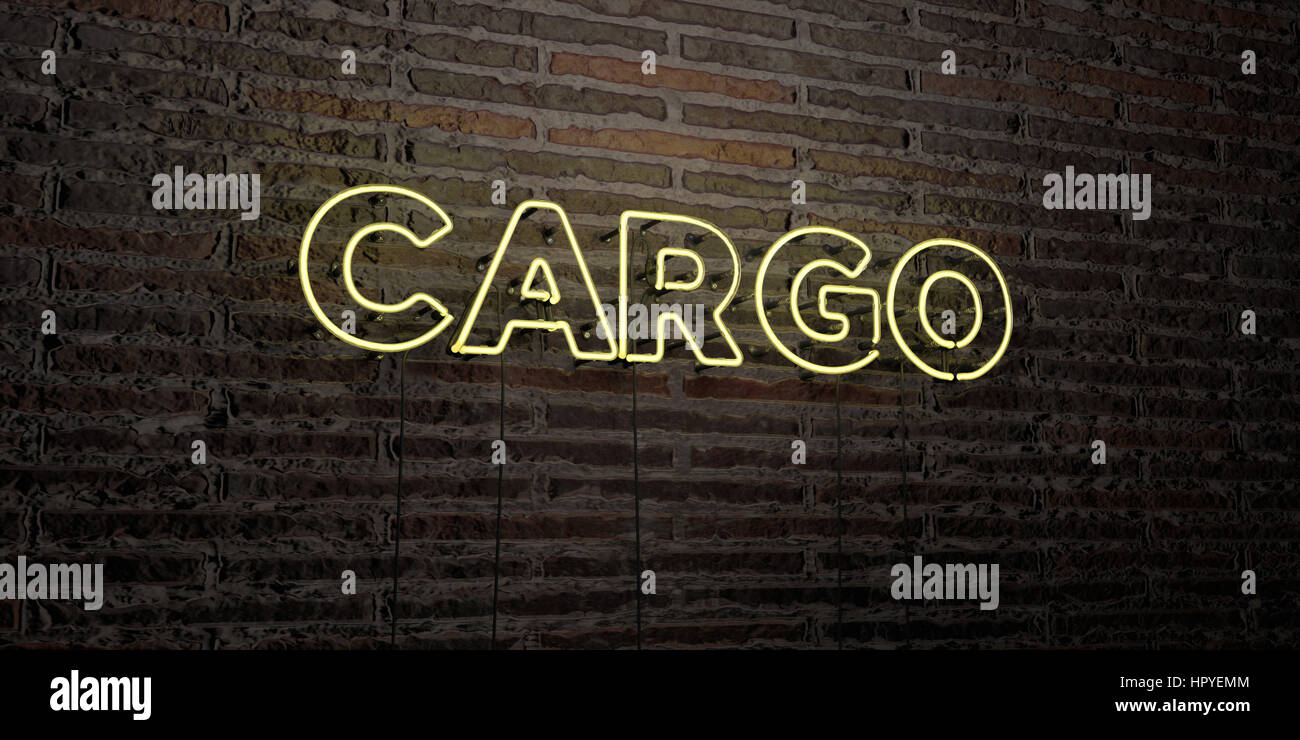 CARGO -Realistic Neon Sign on Brick Wall background - 3D rendered ...