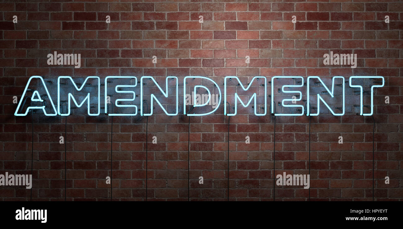 AMENDMENT - fluorescent Neon tube Sign on brickwork - Front view - 3D ...