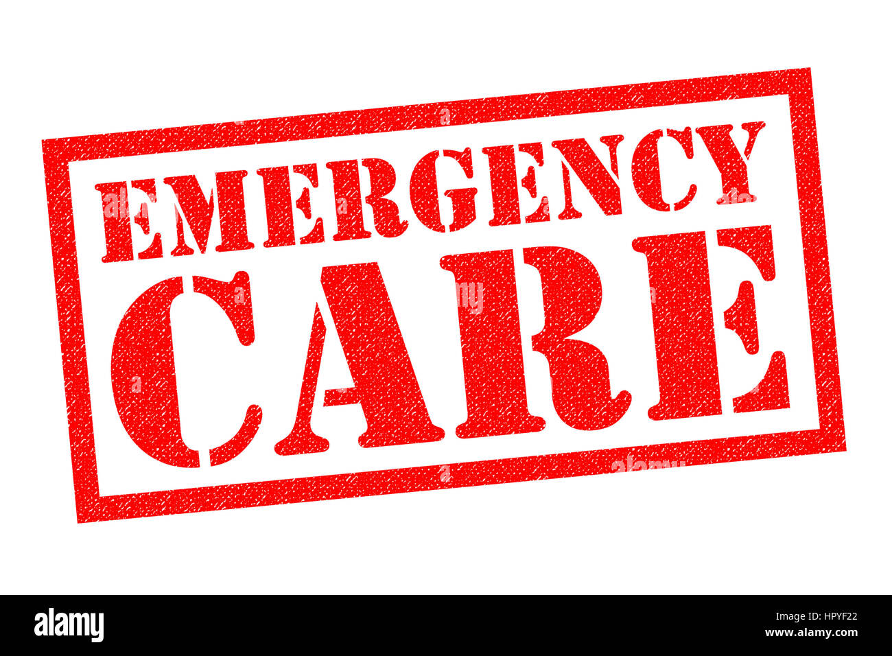 EMERGENCY CARE red Rubber Stamp over a white background Stock Photo - Alamy