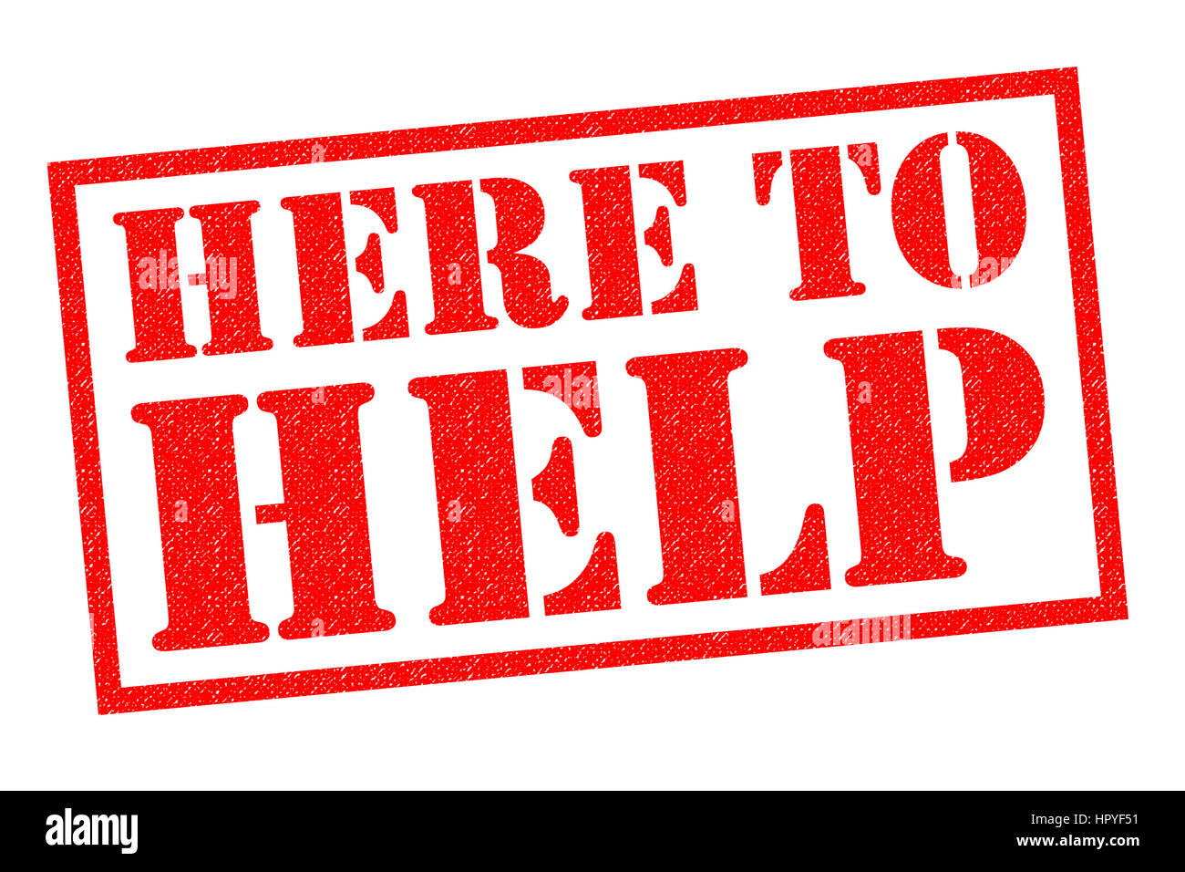 HERE TO HELP red Rubber Stamp over a white background Stock Photo - Alamy