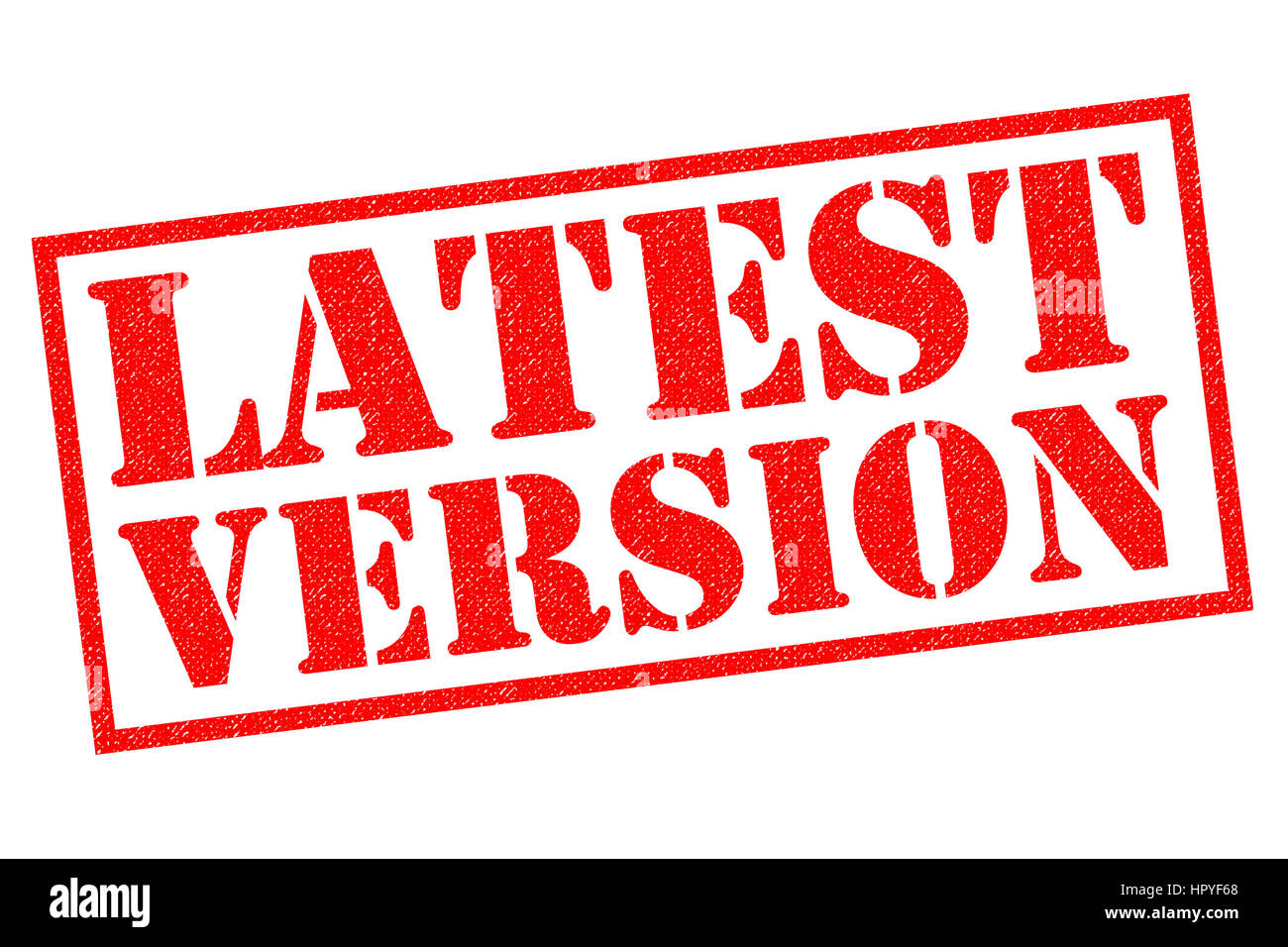 LATEST VERSION red Rubber Stamp over a white background Stock Photo - Alamy