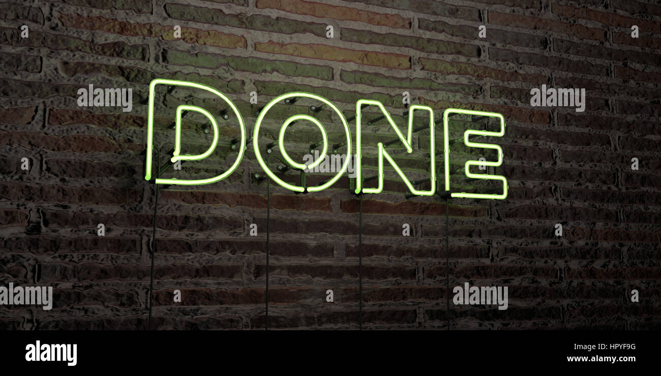 DONE -Realistic Neon Sign on Brick Wall background - 3D rendered ...