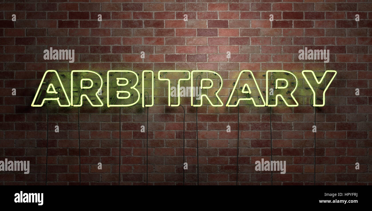 ARBITRARY - fluorescent Neon tube Sign on brickwork - Front view - 3D ...