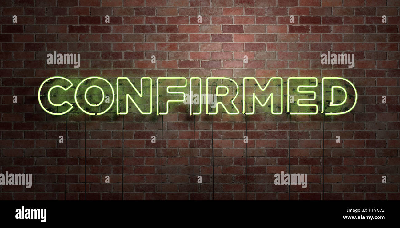 CONFIRMED - fluorescent Neon tube Sign on brickwork - Front view - 3D ...