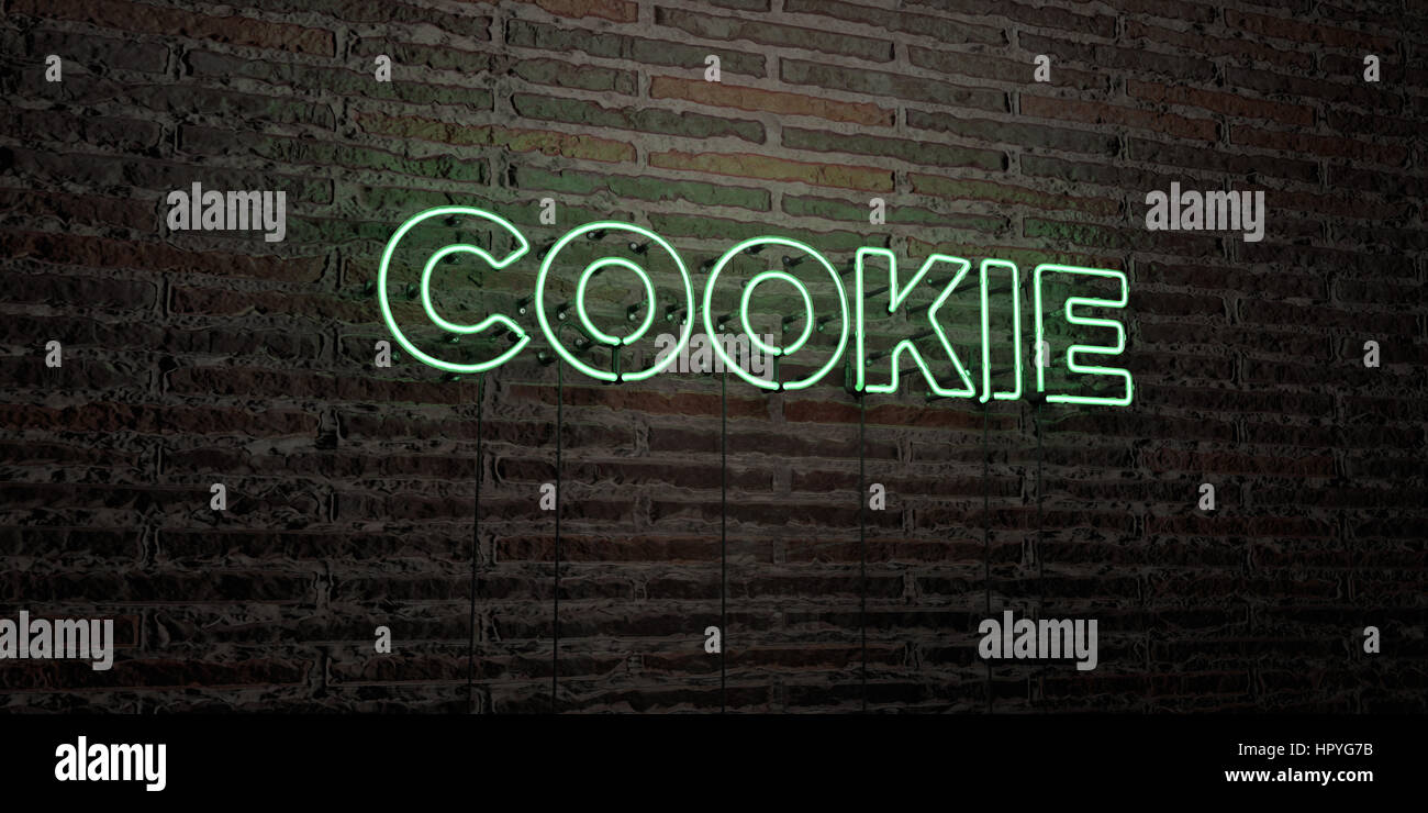 COOKIE -Realistic Neon Sign on Brick Wall background - 3D rendered ...