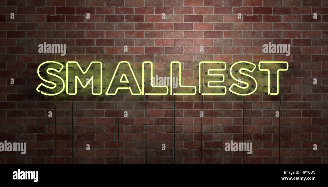 SMALLEST - fluorescent Neon tube Sign on brickwork - Front view - 3D ...