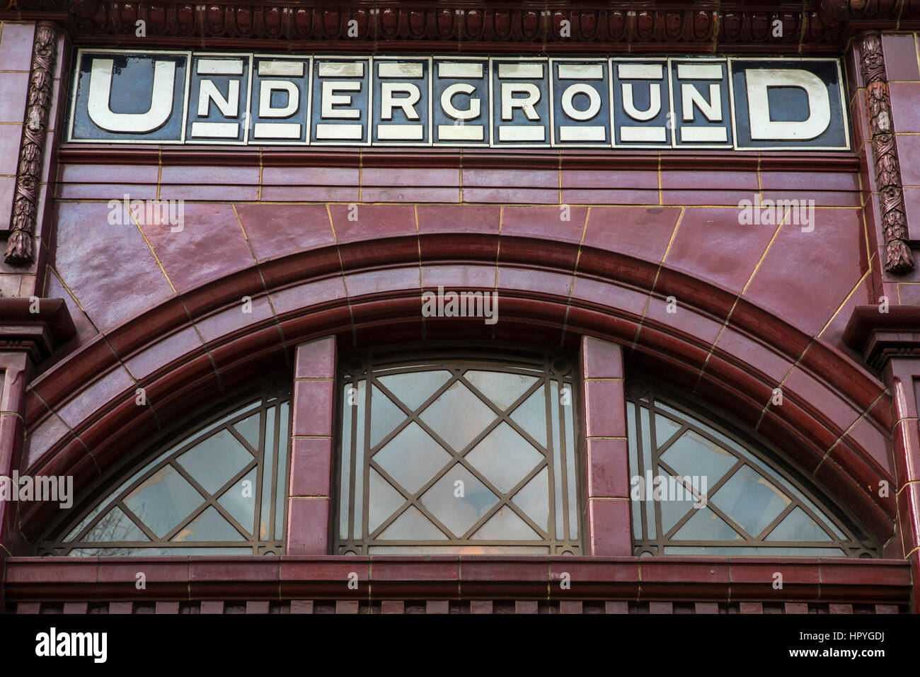 The traditional tiled exterior of the London Underground station at ...