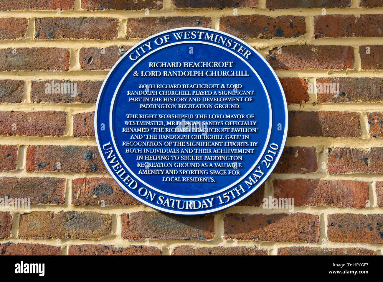 A plaque in Paddington Recreation Ground, detailing its history and the ...