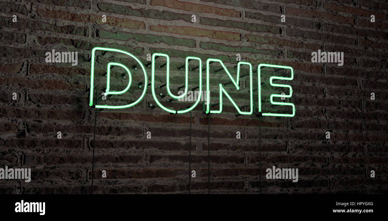DUNE -Realistic Neon Sign on Brick Wall background - 3D rendered ...