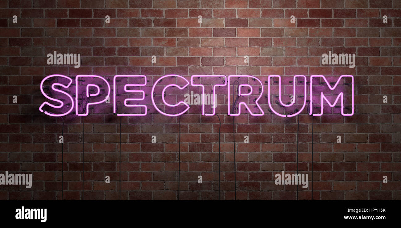 SPECTRUM - fluorescent Neon tube Sign on brickwork - Front view - 3D ...