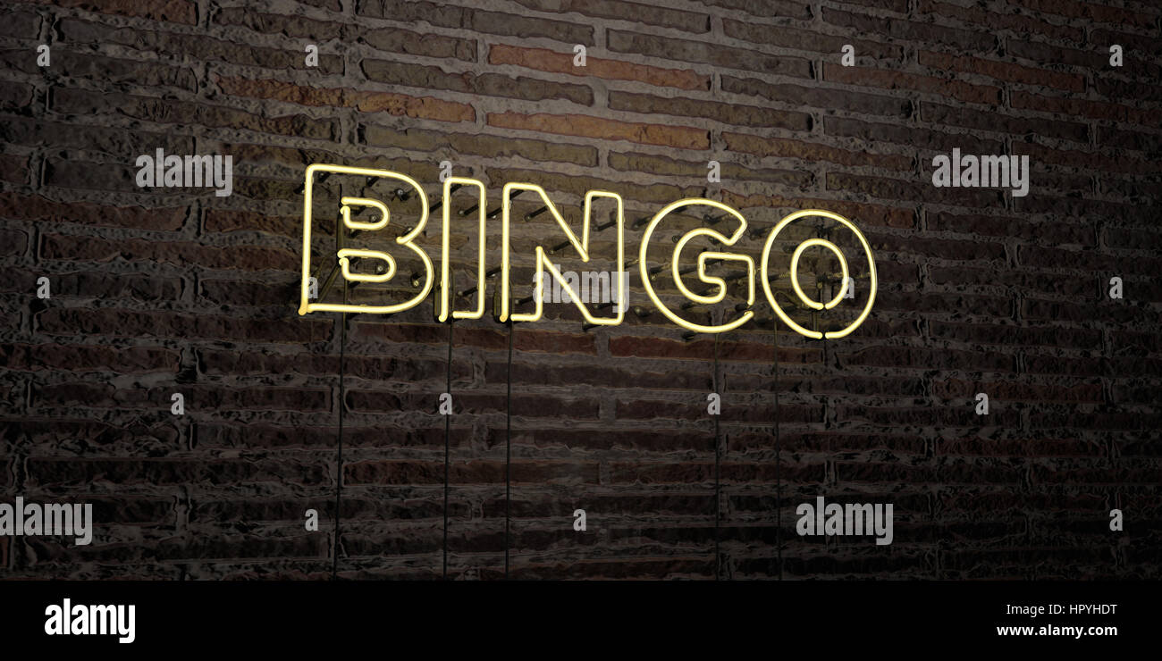 BINGO -Realistic Neon Sign on Brick Wall background - 3D rendered ...