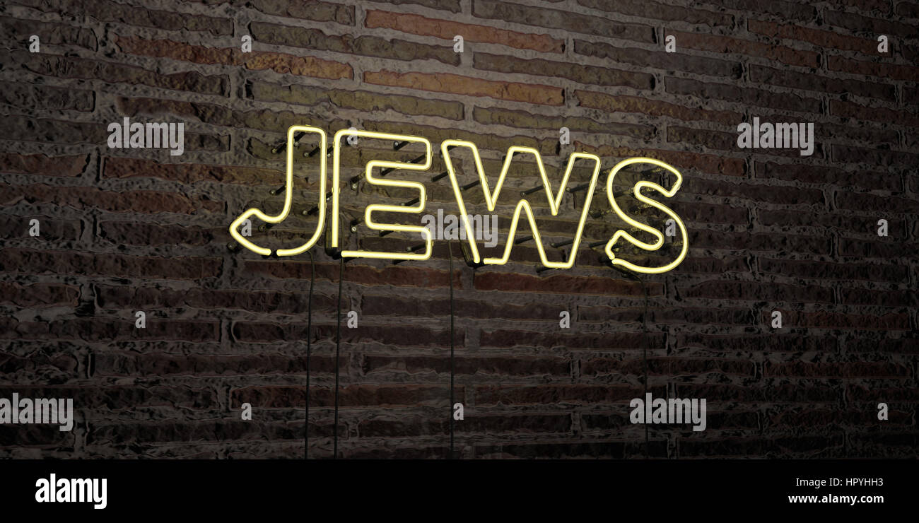 JEWS -Realistic Neon Sign on Brick Wall background - 3D rendered ...