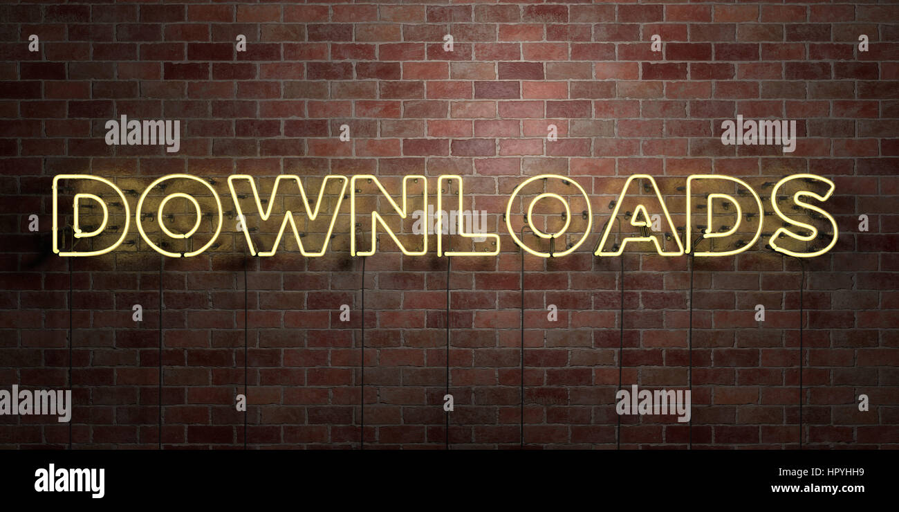 DOWNLOADS - fluorescent Neon tube Sign on brickwork - Front view - 3D ...