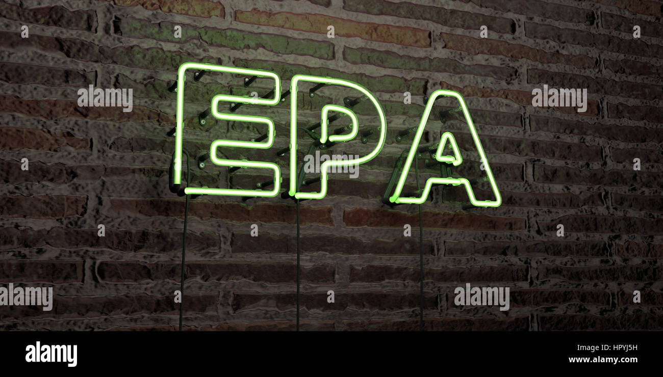 EPA -Realistic Neon Sign on Brick Wall background - 3D rendered royalty ...