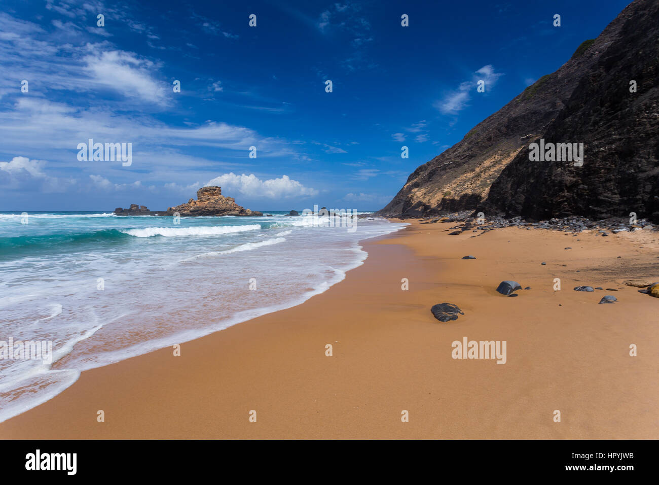 Atlantic ocean beach coast line with waves Stock Photo - Alamy