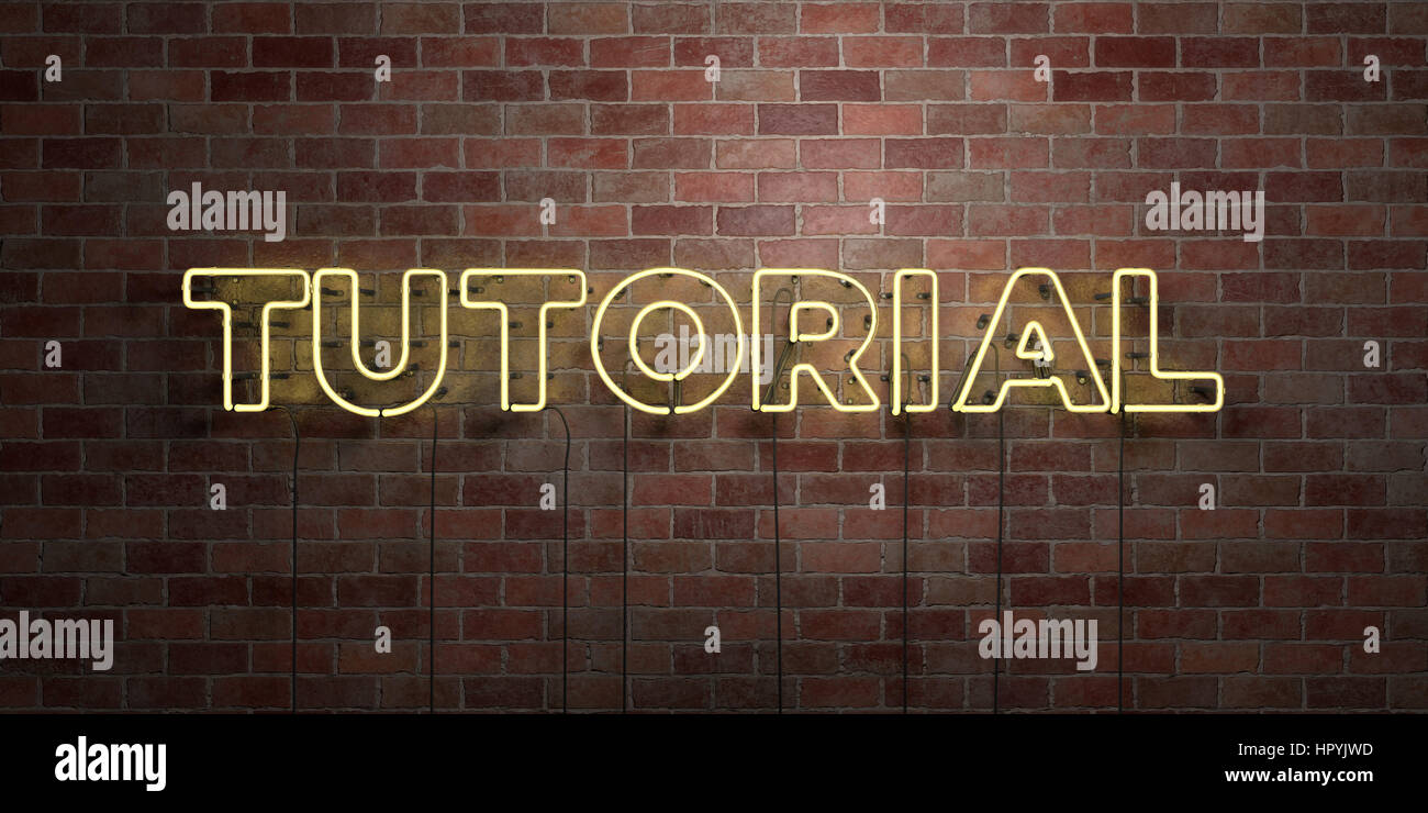 TUTORIAL - fluorescent Neon tube Sign on brickwork - Front view - 3D ...
