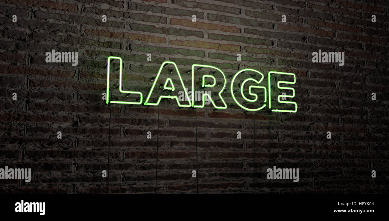 LARGE -Realistic Neon Sign on Brick Wall background - 3D rendered ...