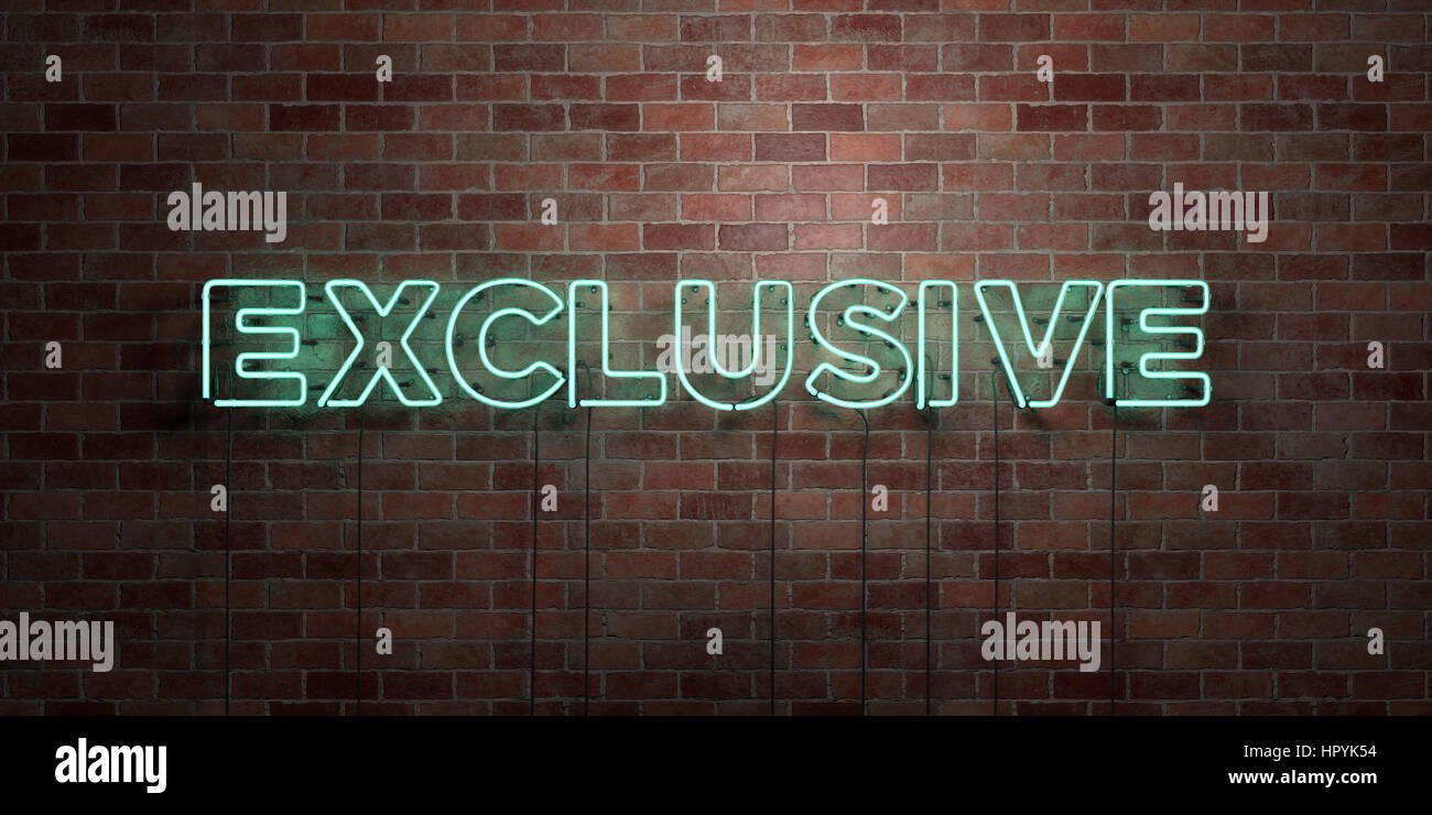 EXCLUSIVE - fluorescent Neon tube Sign on brickwork - Front view - 3D ...