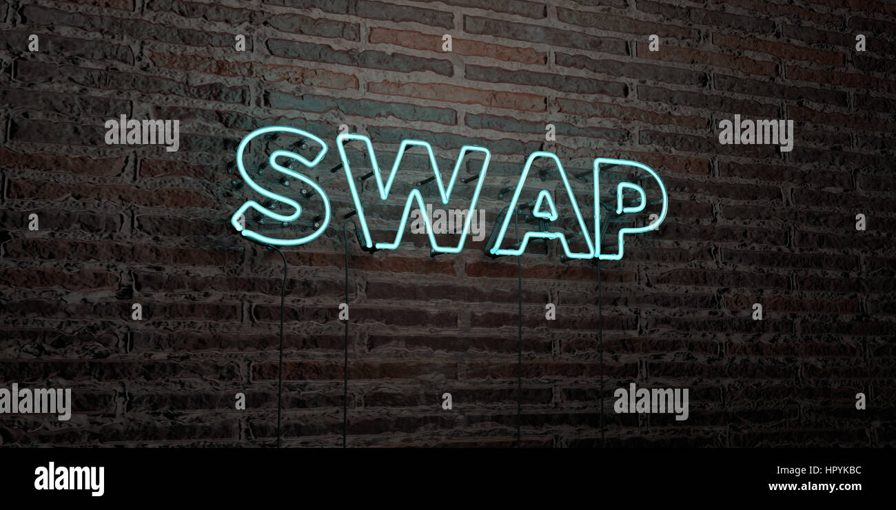 SWAP -Realistic Neon Sign on Brick Wall background - 3D rendered ...