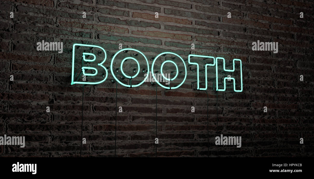 BOOTH -Realistic Neon Sign on Brick Wall background - 3D rendered ...