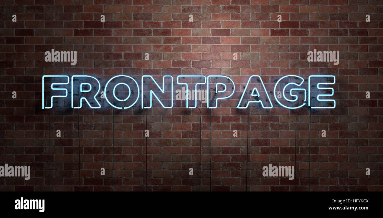 FRONTPAGE - fluorescent Neon tube Sign on brickwork - Front view - 3D ...