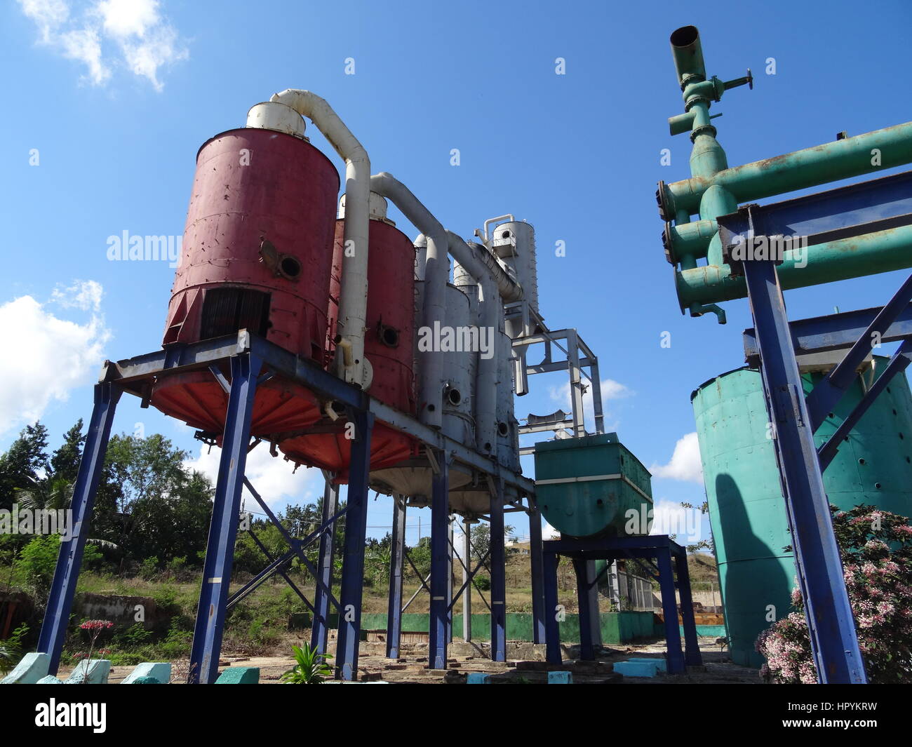 Disused sugar cane factory colourfully painted,Cuba Stock Photo - Alamy