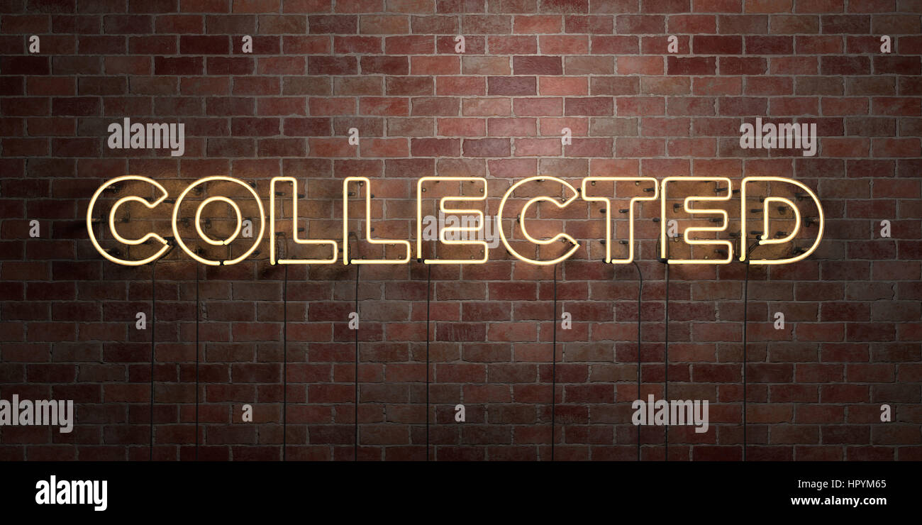 COLLECTED - fluorescent Neon tube Sign on brickwork - Front view - 3D ...