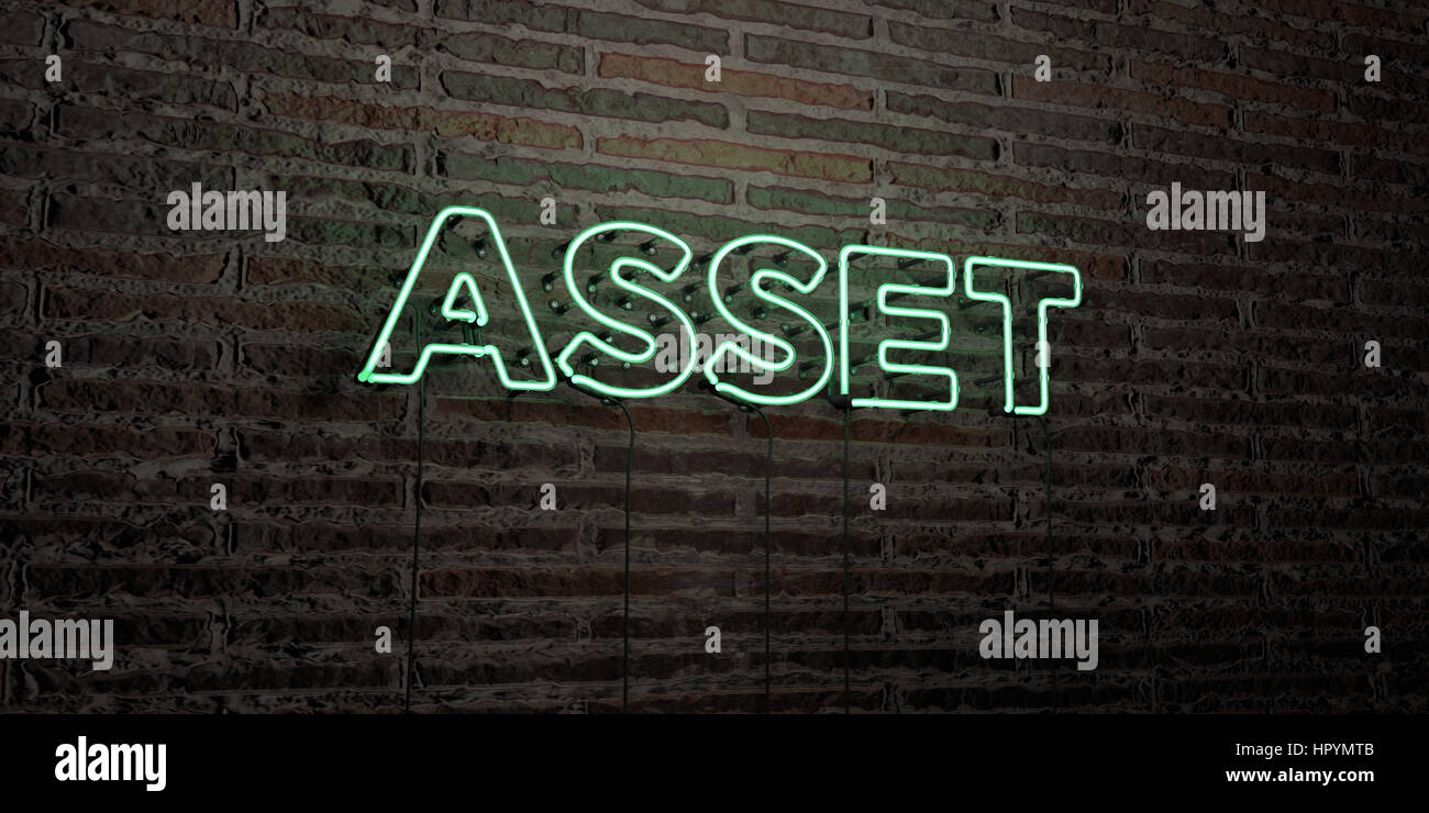 ASSET -Realistic Neon Sign on Brick Wall background - 3D rendered ...