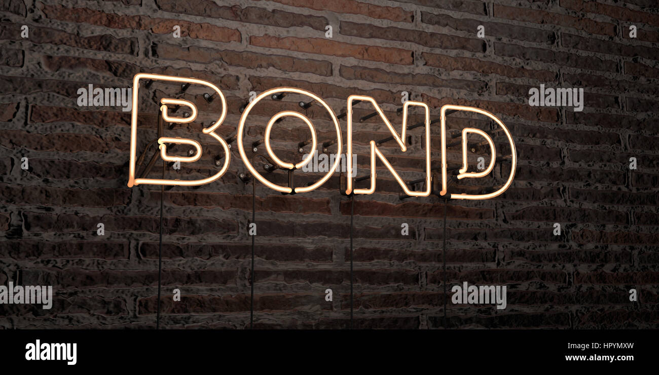 BOND -Realistic Neon Sign on Brick Wall background - 3D rendered ...