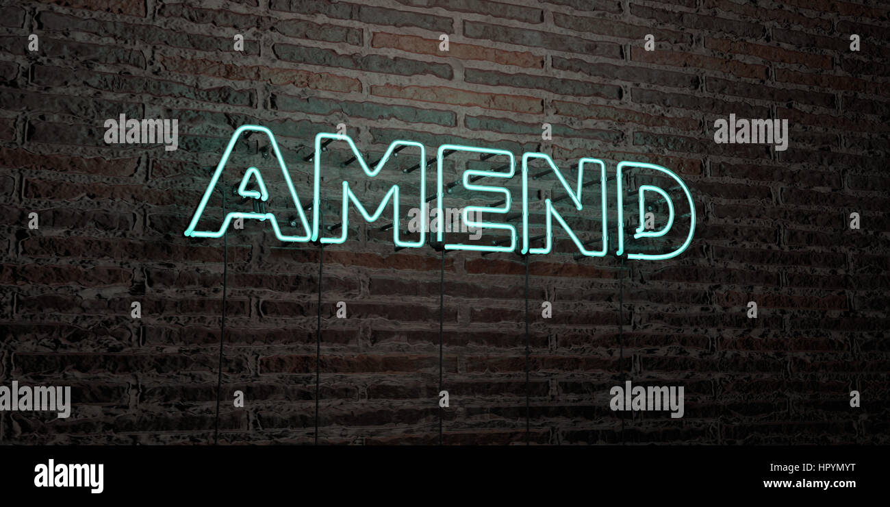 AMEND -Realistic Neon Sign on Brick Wall background - 3D rendered ...