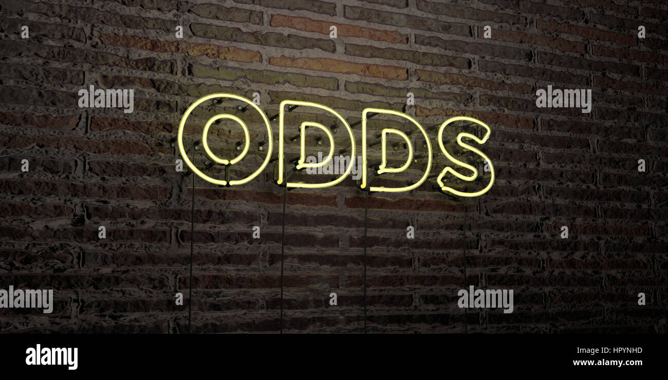 ODDS -Realistic Neon Sign on Brick Wall background - 3D rendered ...
